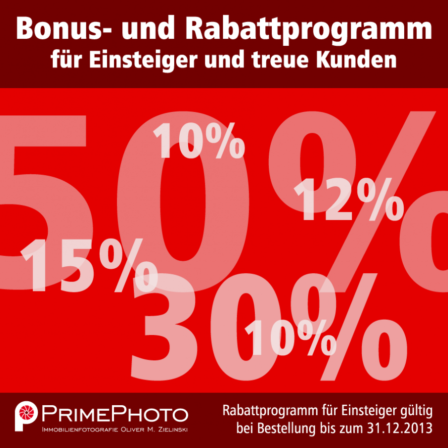Rabatt- und Bonusprogramm für Einsteiger und treue Kunden - PrimePhoto